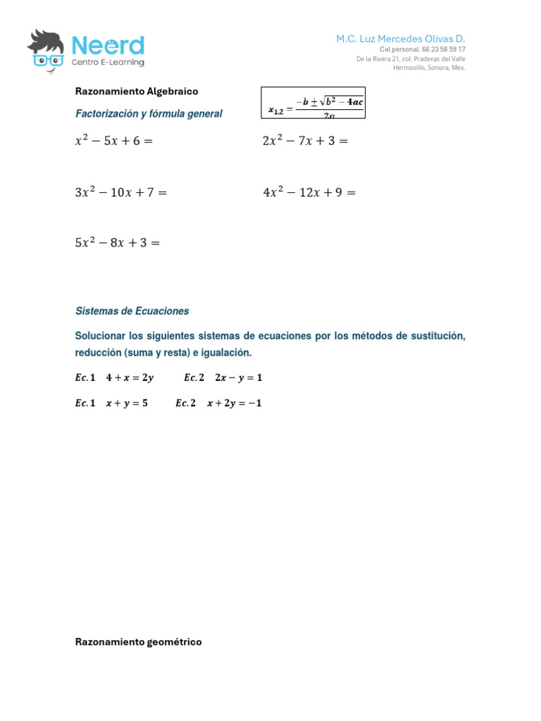 Razonamiento Algebraico y Geométrico | PDF | Funciones trigonométricas ...