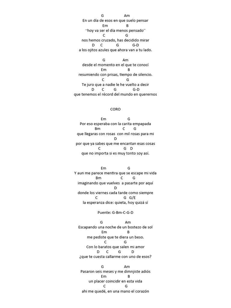 Rosas Letra y Acordes | PDF