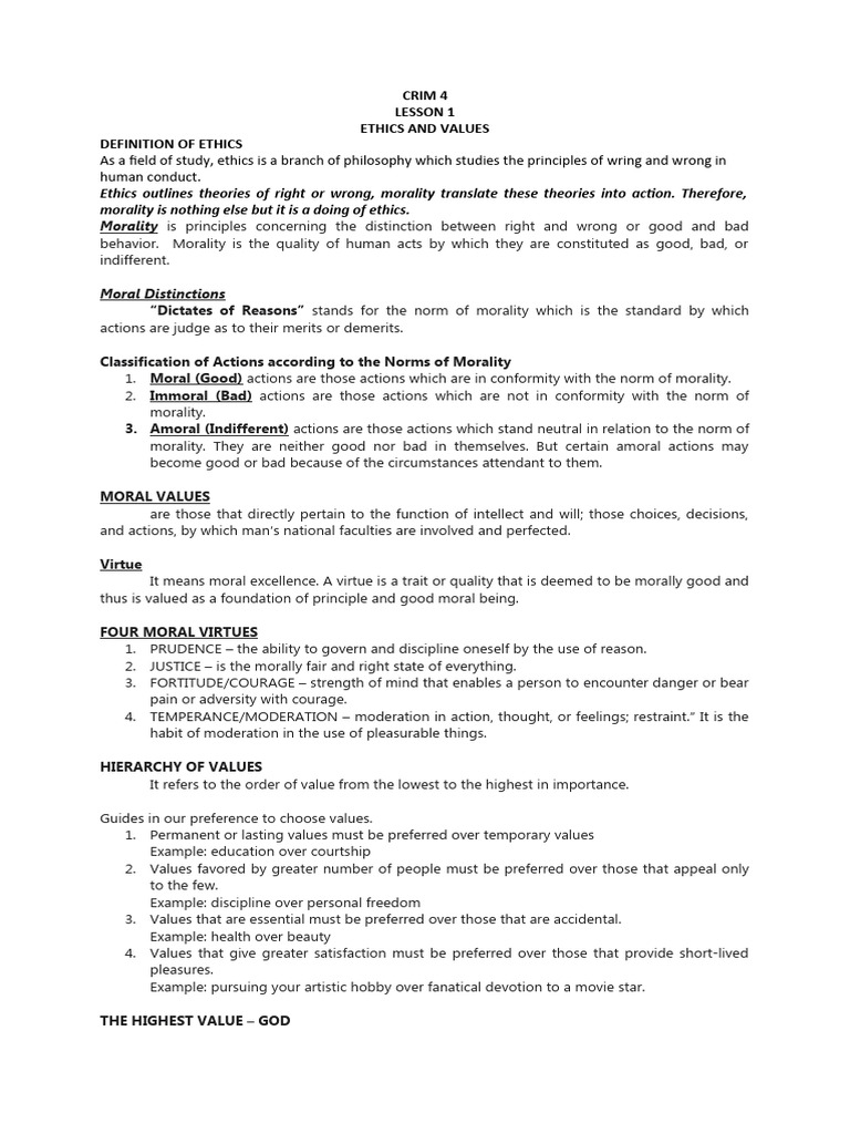 Crim 4 Lesson 1 | PDF | Morality | Virtue