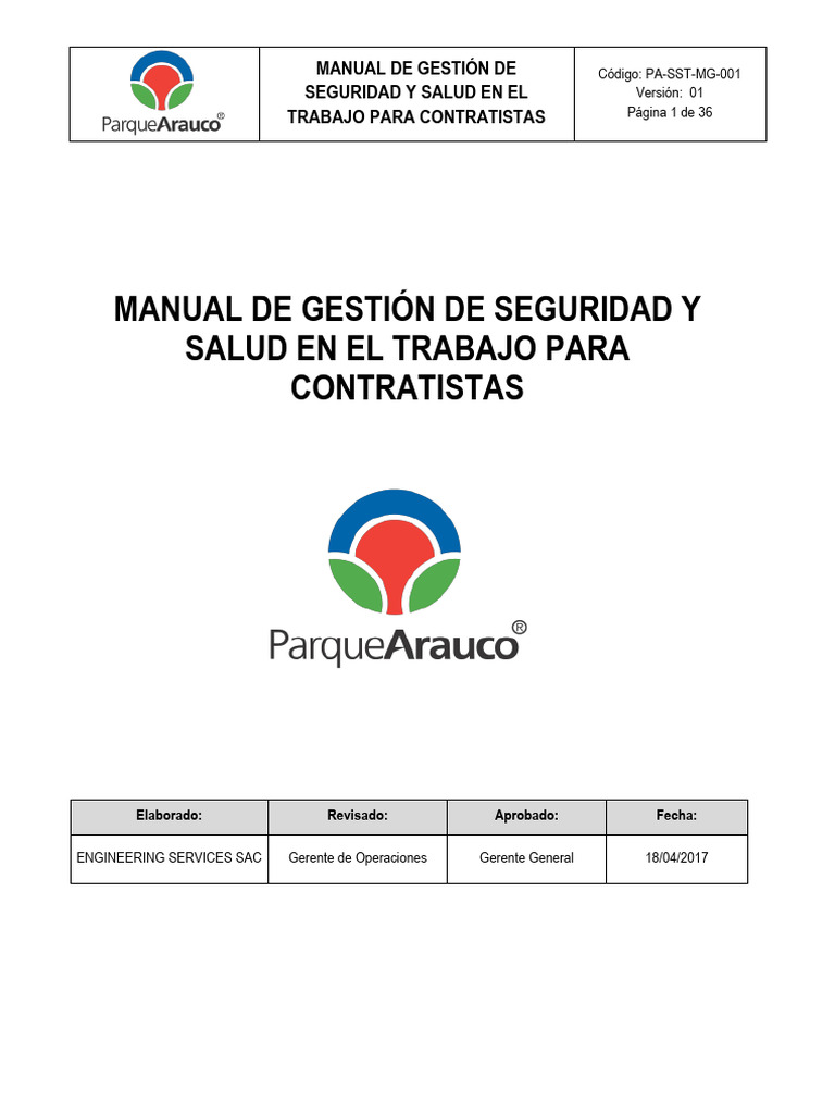 PA-SST-MG-001 Manual de Gestión de SST para Contratistas | PDF