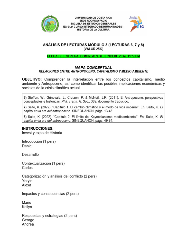 Análisis de Lecturas Módulo 3 (Lecturas 6-8) | PDF | Antropoceno