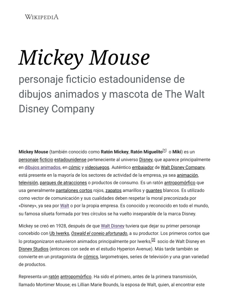 Biografía de Mickey Mouse: Orígenes y Evolución | PDF | Walt Disney
