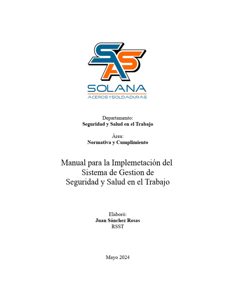 Sas Manual SGSST 2024 | PDF | Seguridad y salud ocupacional | Business