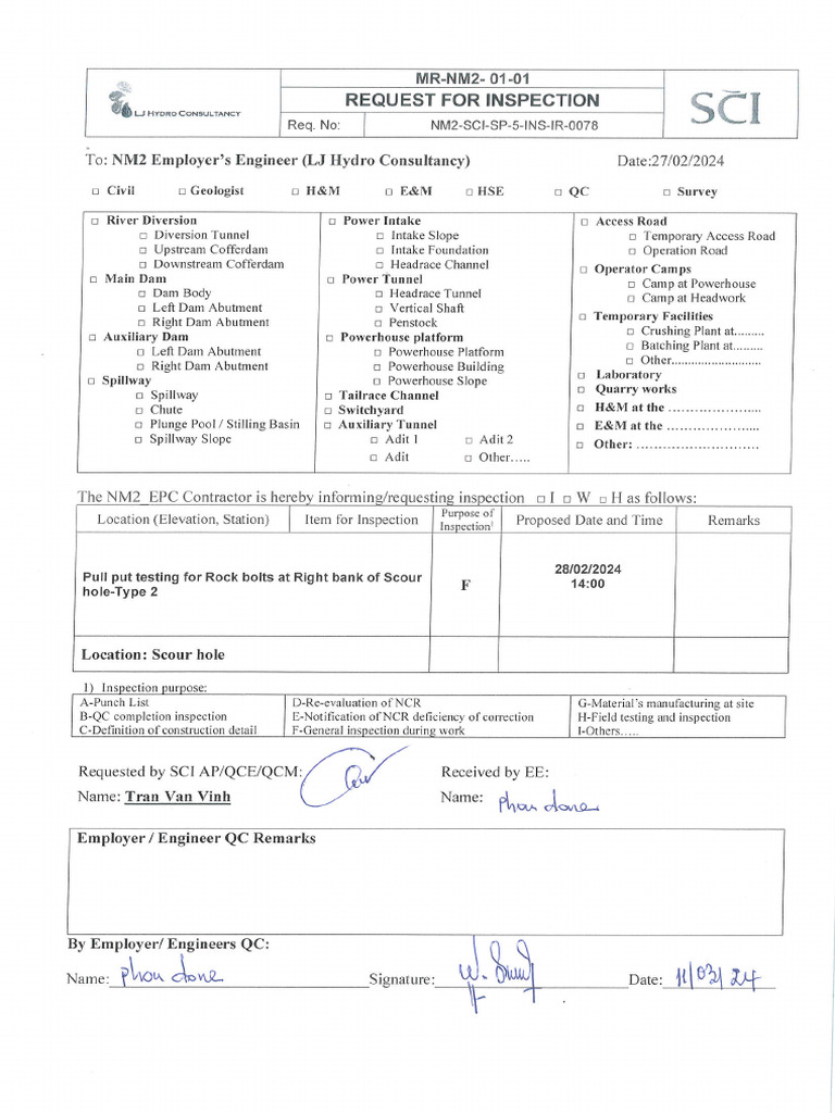 NM2-SCI-SP-5-INS-IR-0078 - Pull Put Testing For Rock Bolts at Right ...