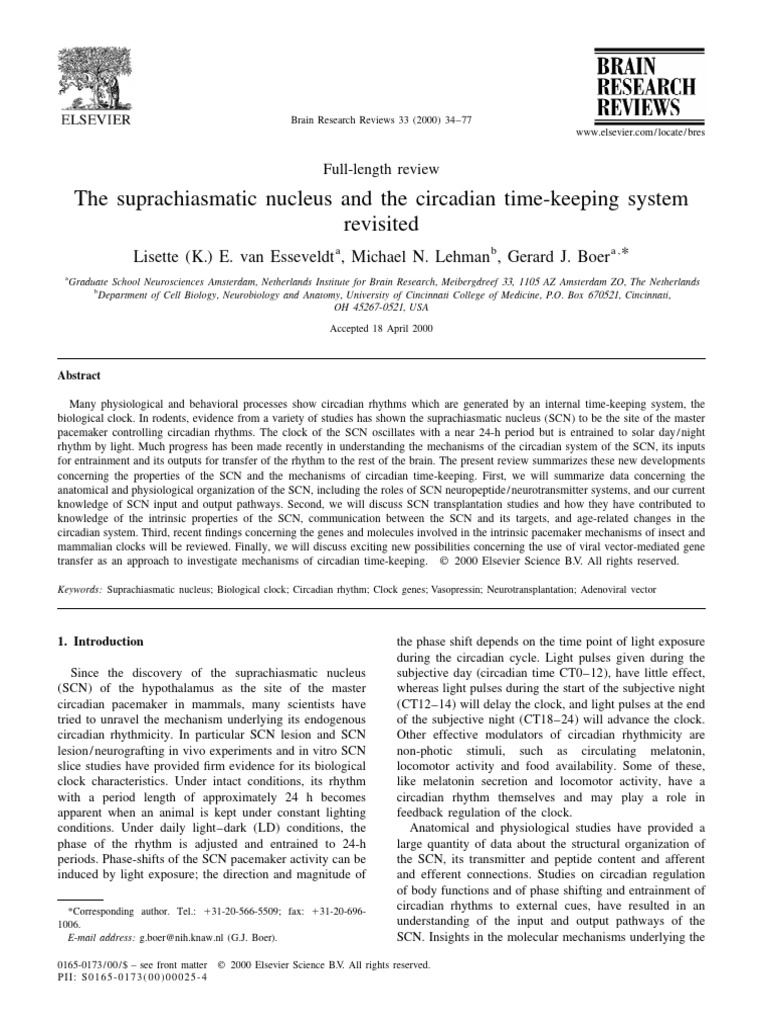 2-Van Esseveldt 2002 - The suprachiasmatic nucleus and the circadian time-keeping system ...