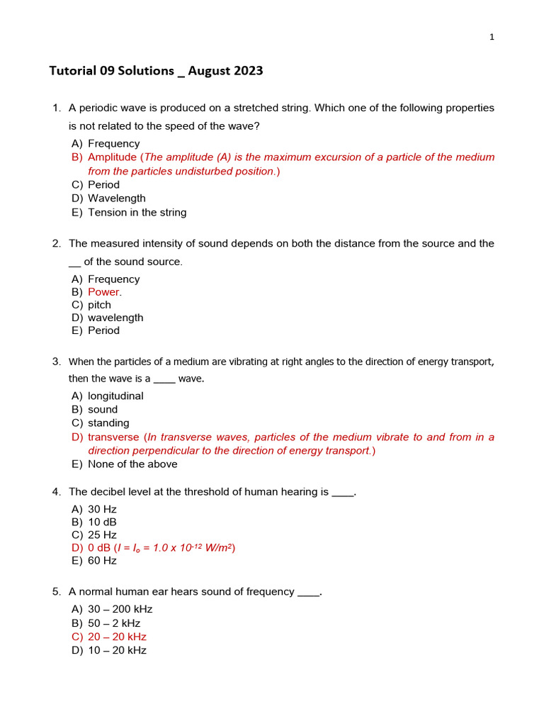Physics Wave Problems Solutions | PDF | Waves | Sound