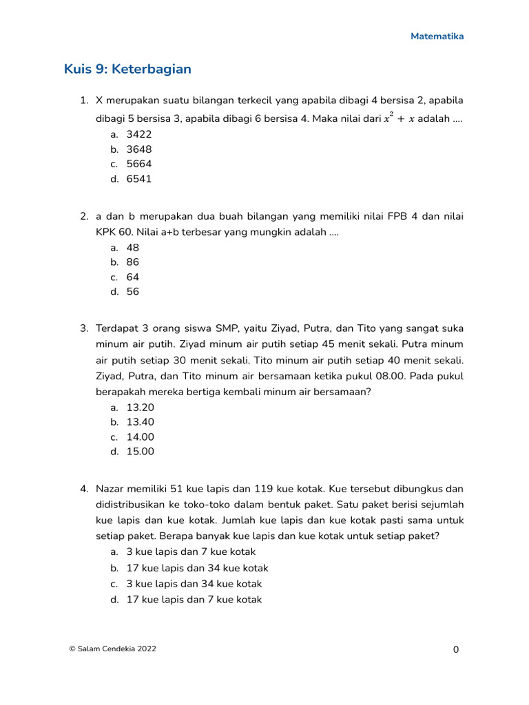 Matematika 9 Keterbagian | PDF