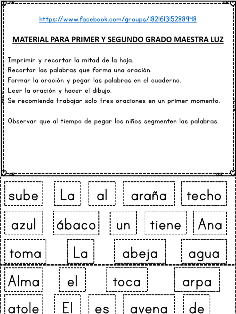 46 Tarjetas de Palabras para Formar Oraciones 2021 2022 | PDF