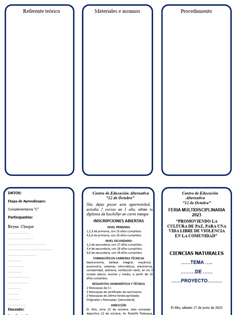 Tríptico Modelo 2024 | PDF | Educación Secundaria
