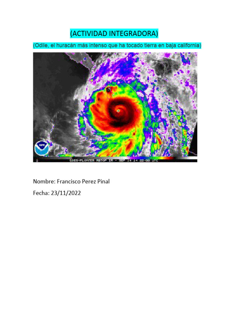 Odile: Huracán Más Intenso en Baja California | PDF | Ciclones tropicales | Meteorología
