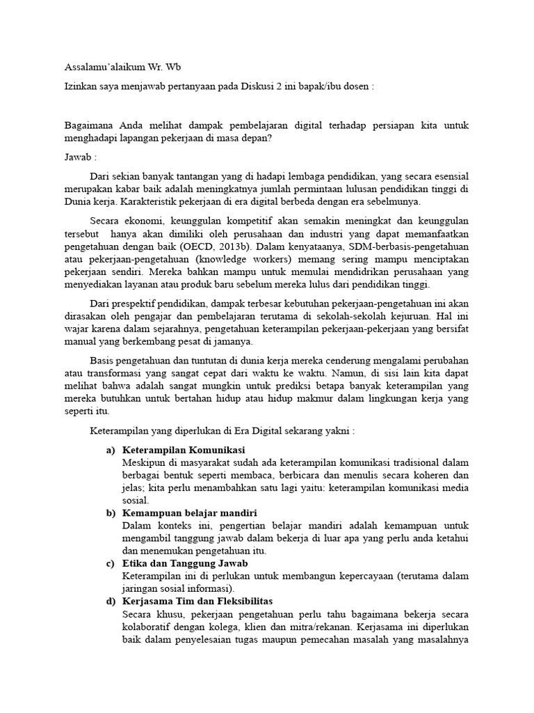 Jawaban Diskusi 2 (Belajar Di Era Digital) | PDF | Komputer