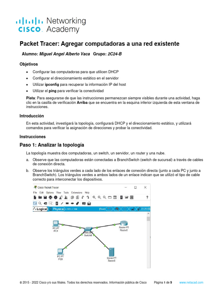 6121 Packet Tracer Add Computers To An Existing Network | PDF | Dirección IP | Ingeniería ...