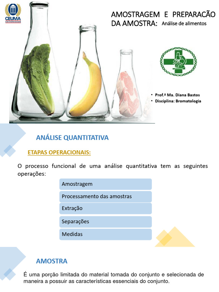 Aula 6 - Amostragem e Preparo Da Amostra | PDF | Alimentos | Amostragem (Estatística)