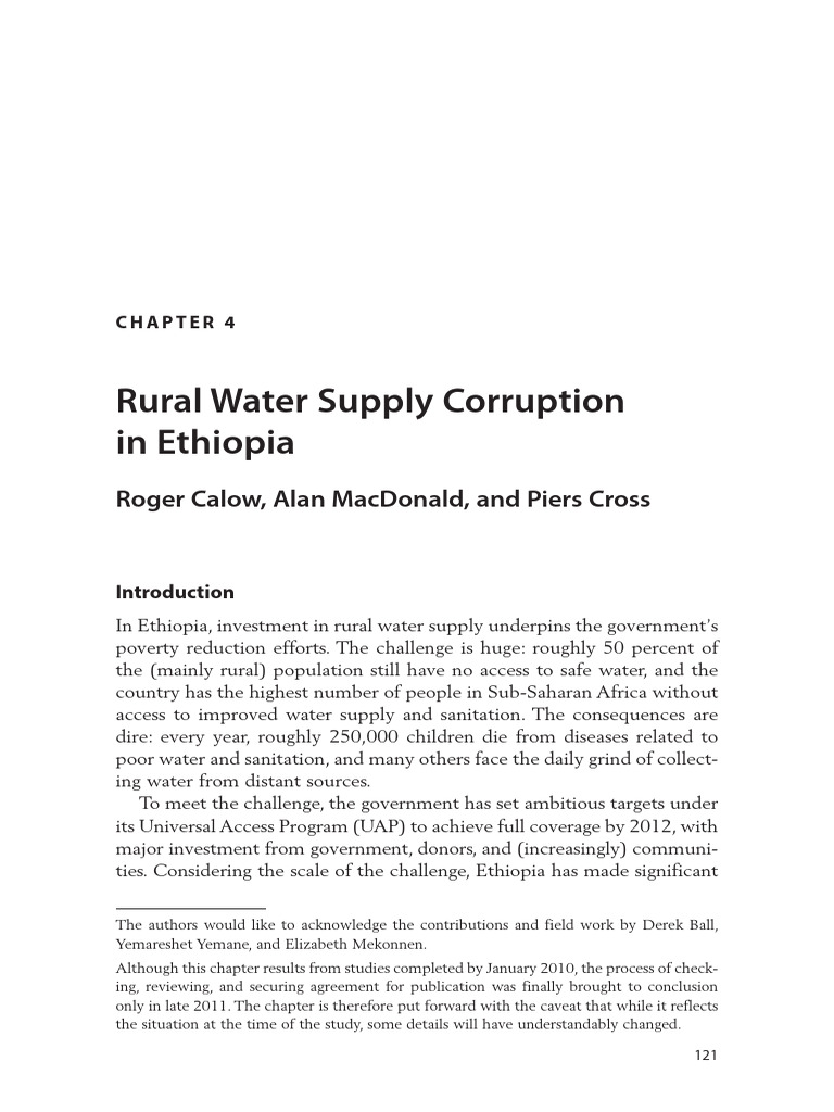Rural Water Supply Corruption in Ethiopia: Roger Calow, Alan Macdonald ...