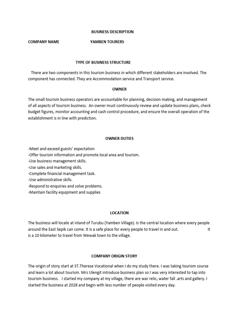 Business Description 083211 | PDF | Tourism | Business