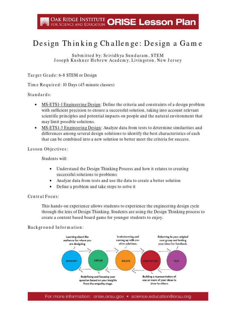 Design THINKING - A-Game | PDF | Engineering Design Process | Design Thinking