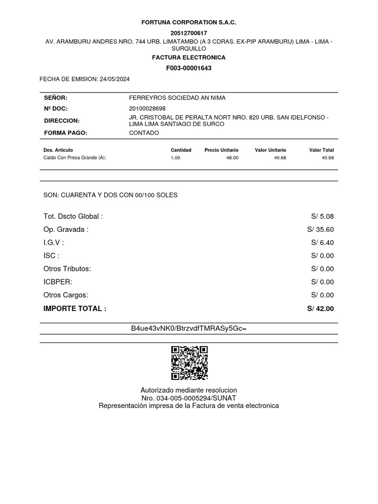 Factura F003-00001643 | PDF