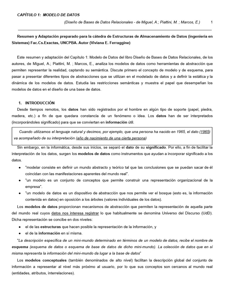 Diseño de Bases de Datos Relacionales - de Miguel, A.; Piattini, M. ; Marcos, E. -Capítulo 1 ...