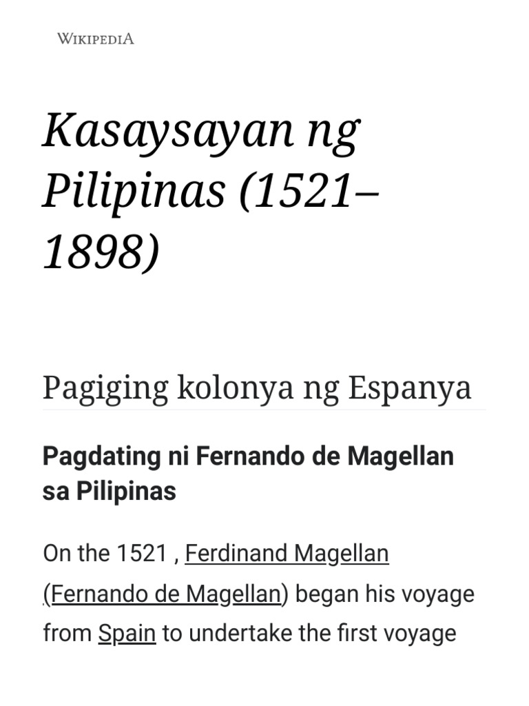 Kasaysayan ng Pilipinas (1521–1898) | PDF
