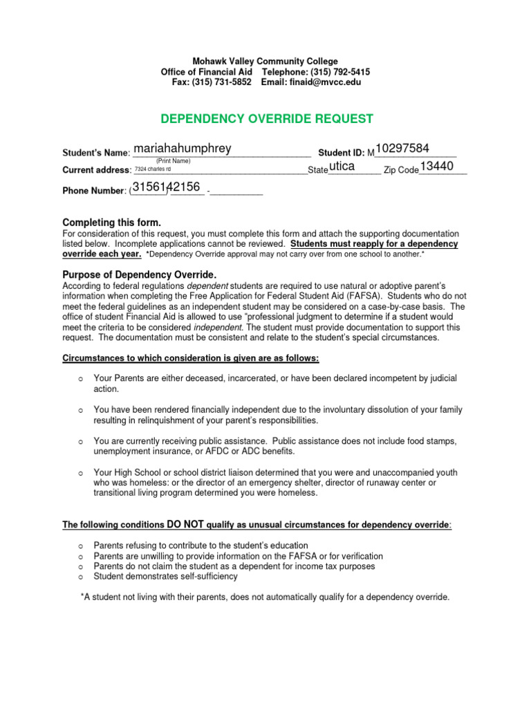Dependency Override Request | PDF