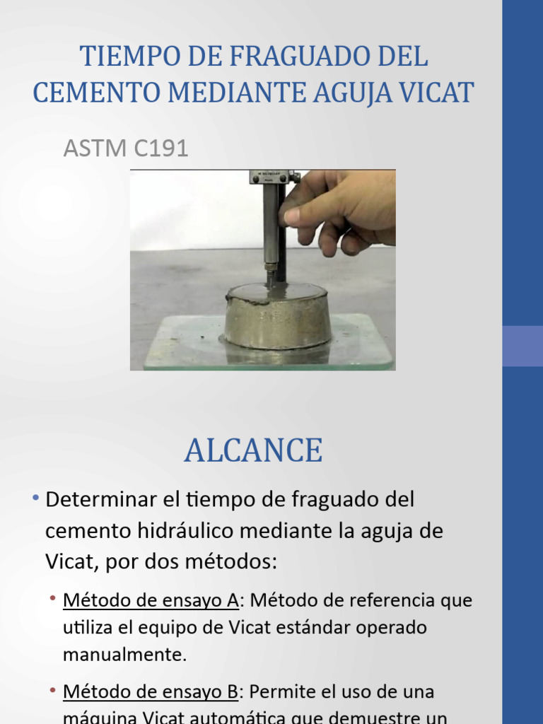 Astm C191. Tiempo de Fraguado Vicat | PDF | Cemento | Mortero (Albañilería)