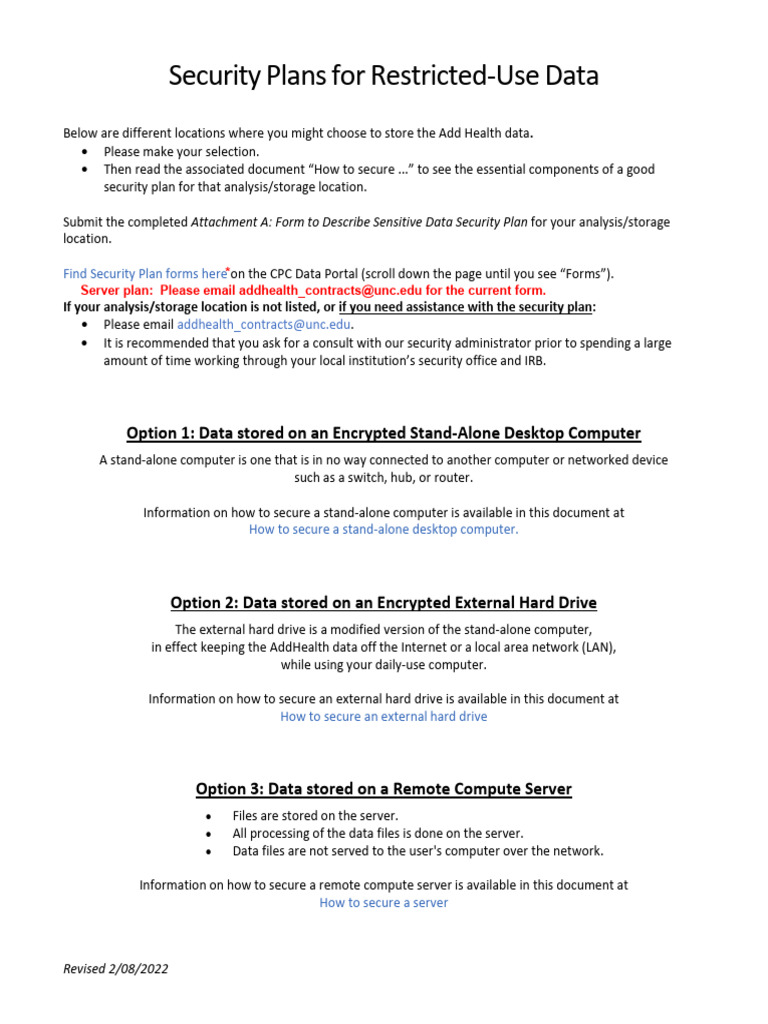 Security Plans For Restricted-Use Data Information | PDF | Security ...