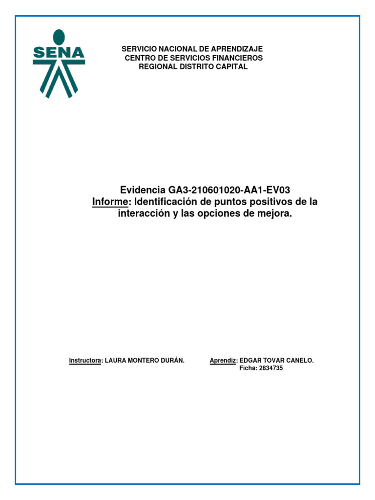 Identificación de Puntos Positivos de La Interacción y Las Opciones de ... Identificación de Puntos Positivos de La Interacción y Las Opciones de ...