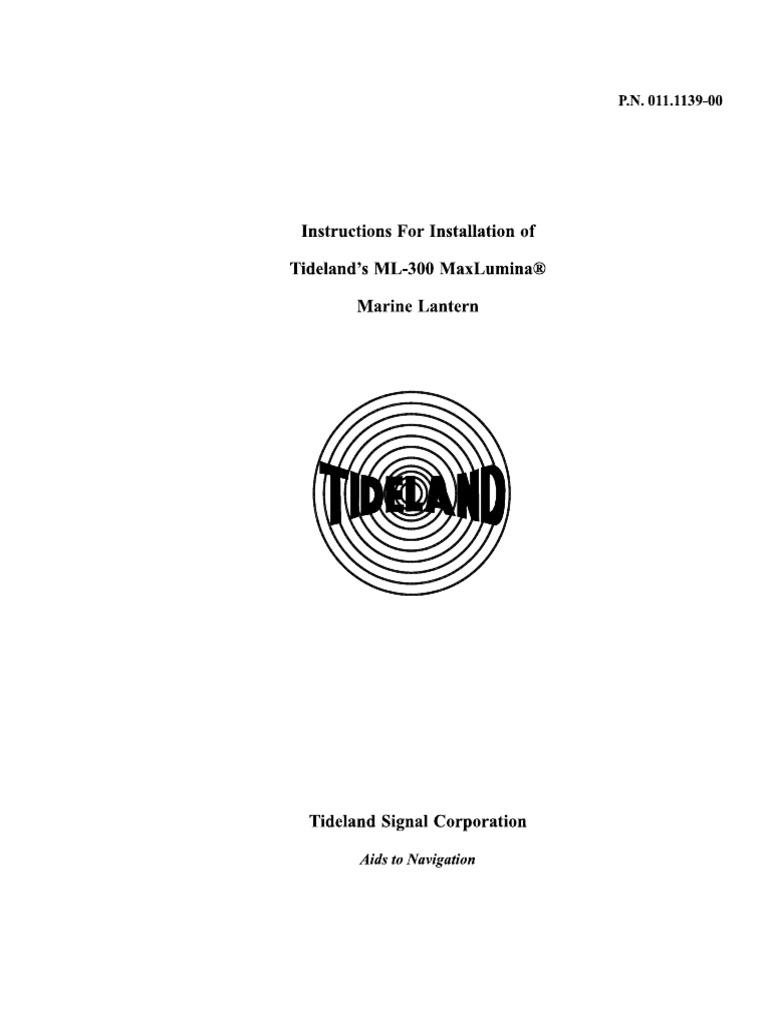 Tideland Signal ML 300UL MaxLumina Marine Signal Lantern User Manual | PDF