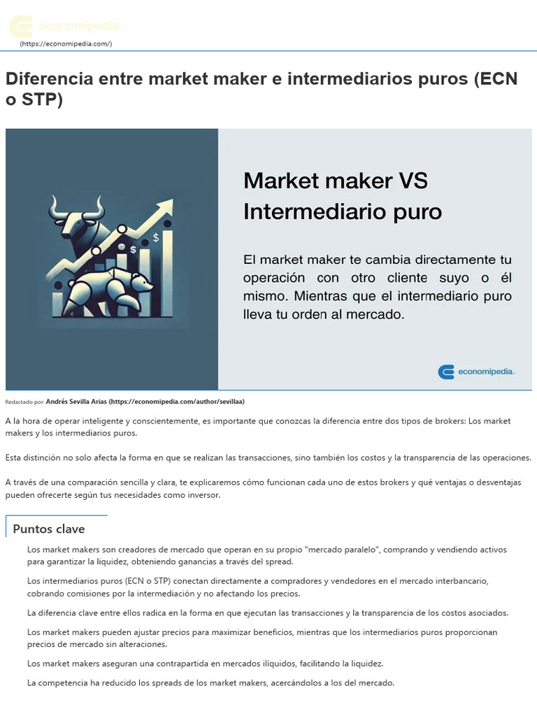 Diferencia Entre Market Maker e Intermediarios Puros (ECN o STP ...