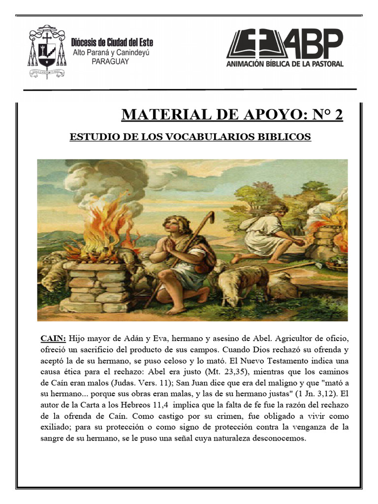 2º MATERIAL DE APOYO CAIN Y ABEL | PDF | Noé | Jamón (Hijo De Noé)