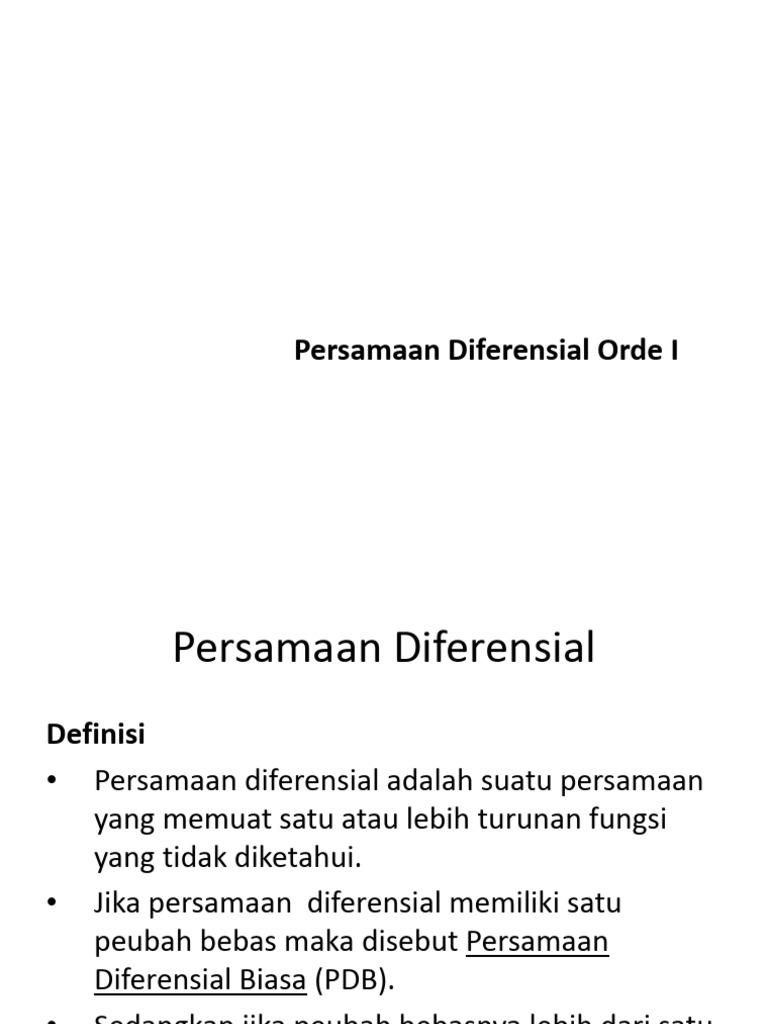 Persamaan Diferensial Orde I dan Solusinya | PDF