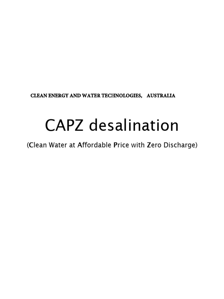 CAPZ Desalination Technology | PDF | Desalination | Seawater
