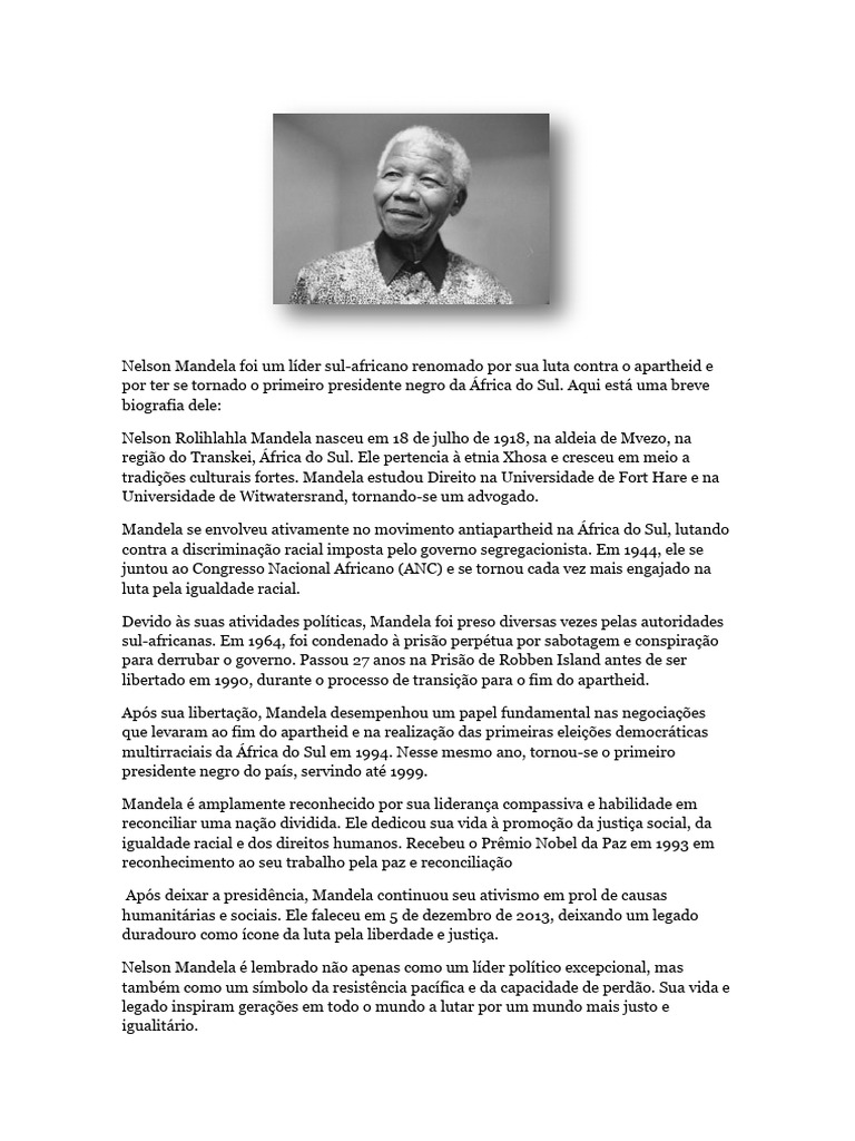 Nelson Mandela - BIOGRAFIA | PDF