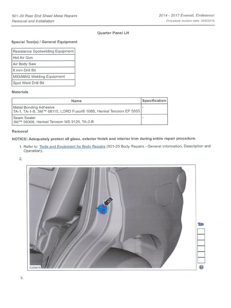 2015 - Ford Everest QTR Panel Procedure | PDF