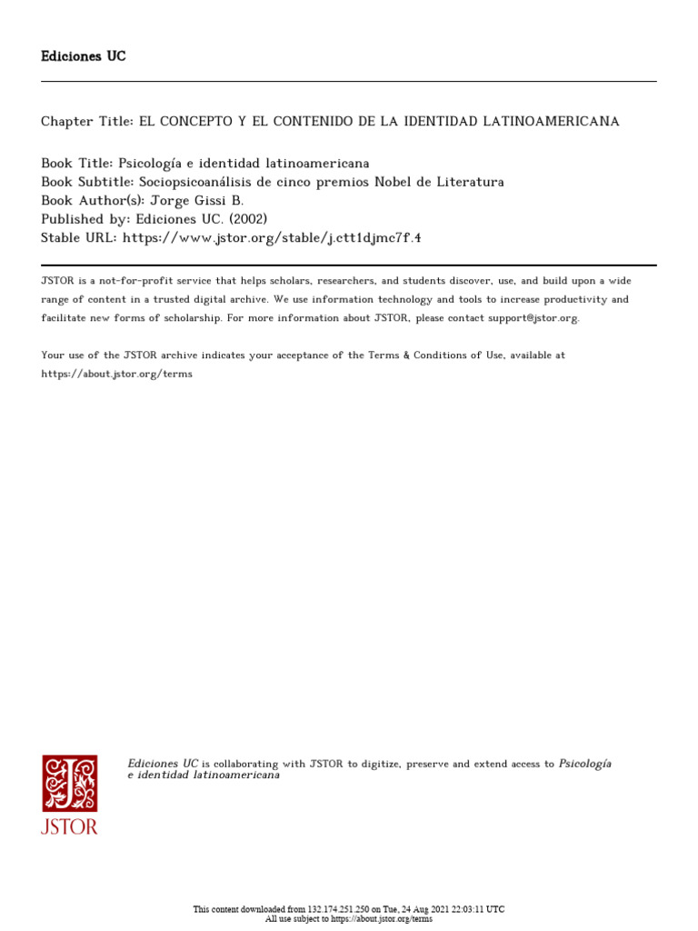 Identidad Latinoamericana según Gissi | PDF | America latina | Sicología