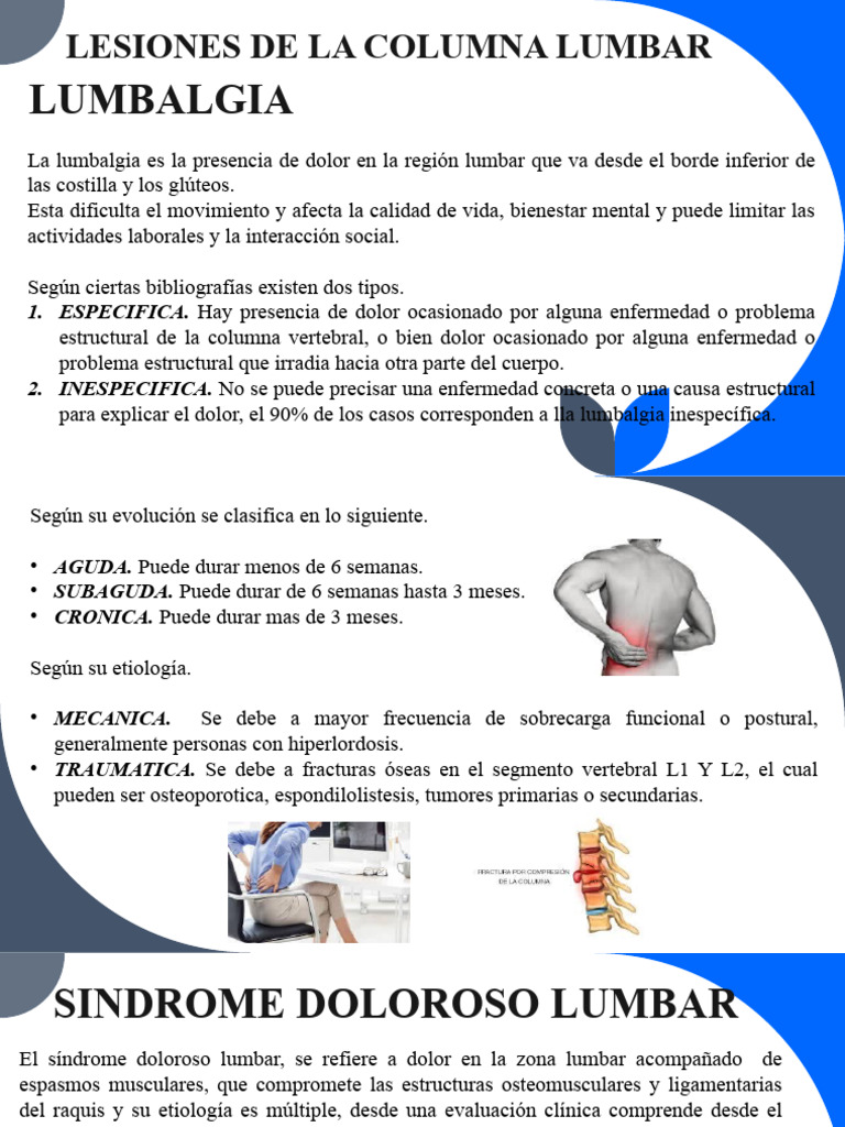 Lesiones y Tratamientos de Lumbalgia | PDF | Dolor lumbar | Causas de ...