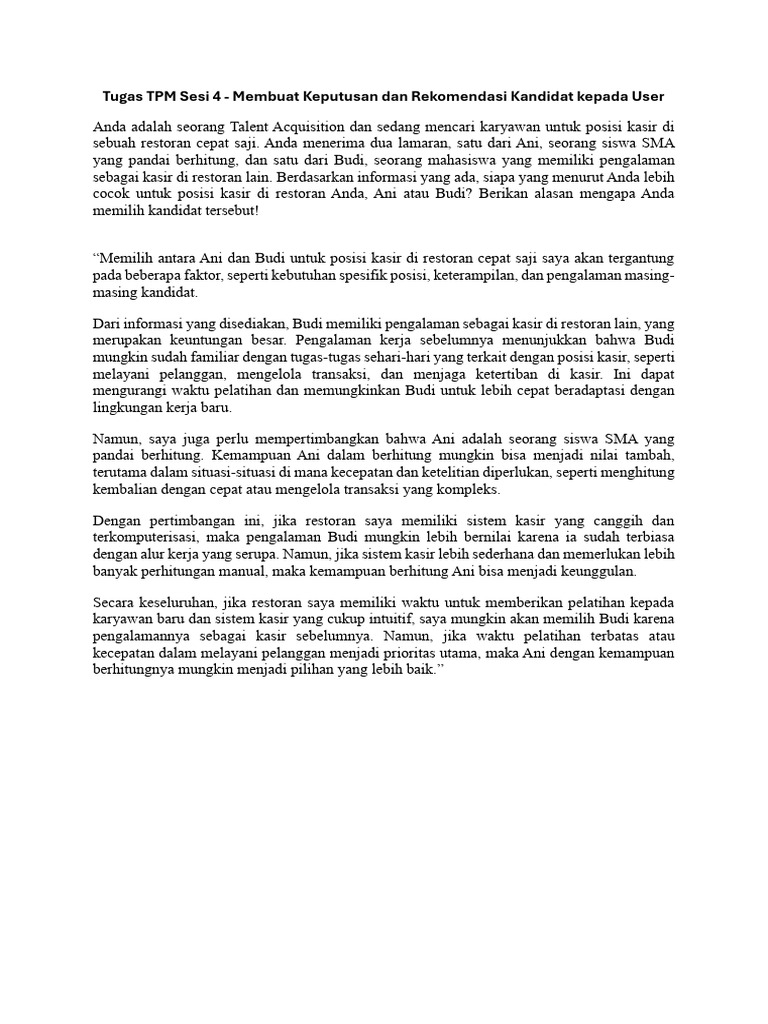 Tugas TPM Sesi 4 | PDF | Karier & Perkembangan