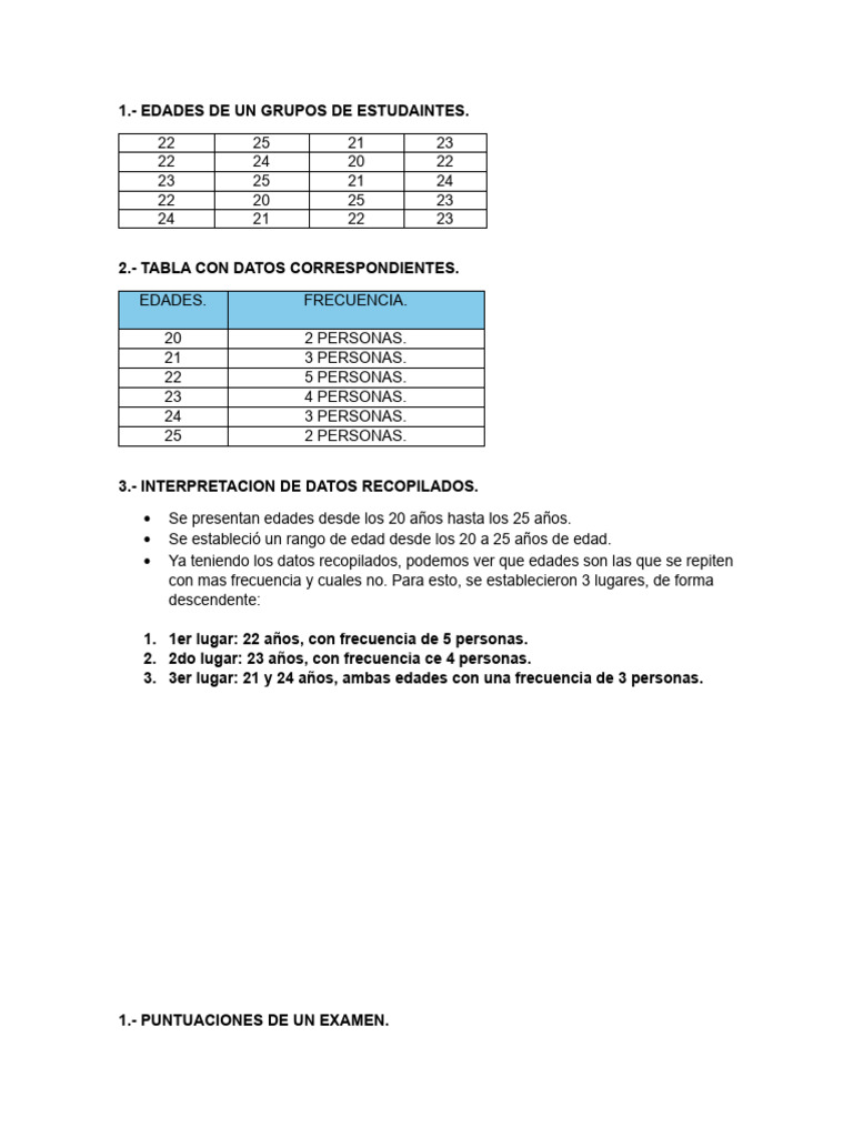 Ejercicios Eva 1 Estadistica Psp. | PDF