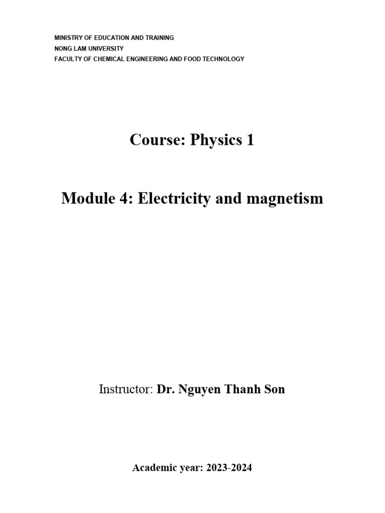 Module 4 ELECTRICITY-2024 - Physic 1 | PDF | Magnetic Field | Electric Charge