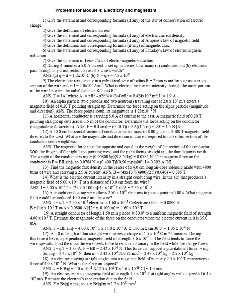 problems-MODULE-4-E-and-M-SENT-2024 - Physic 1 | PDF | Inductor | Magnetic Field