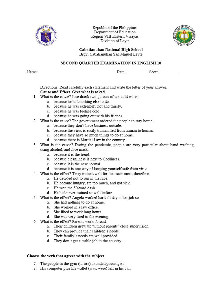 2ND QUARTER Exam in English | PDF | Language Arts & Discipline