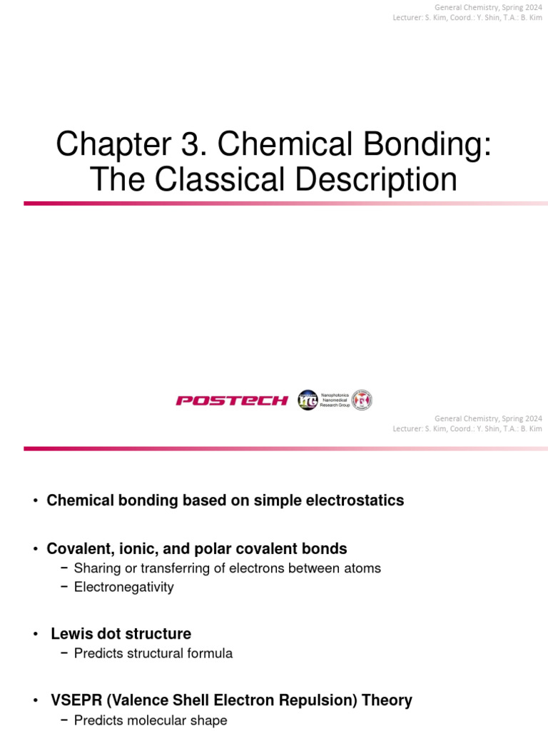 2024 General Chem Chapter 3 | PDF | Chemical Bond | Chemical Polarity