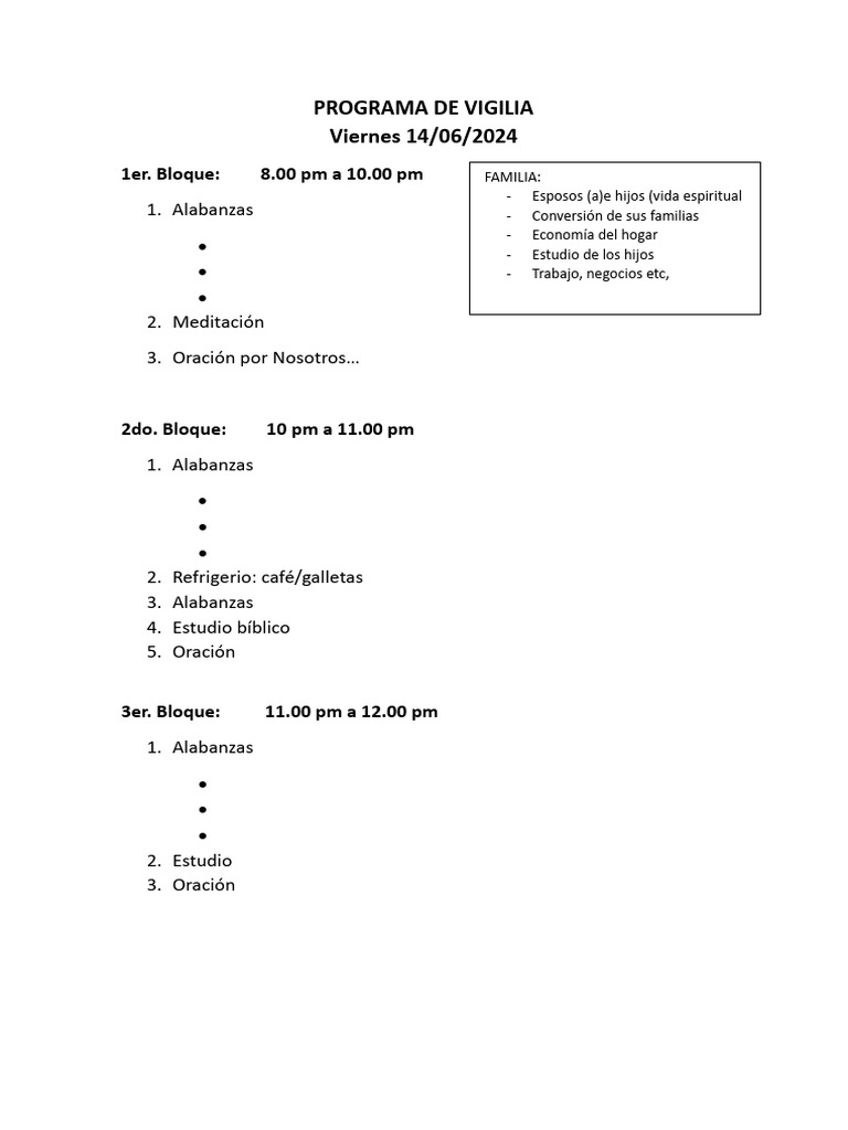 PROGRAMA Vigilia Junio | PDF