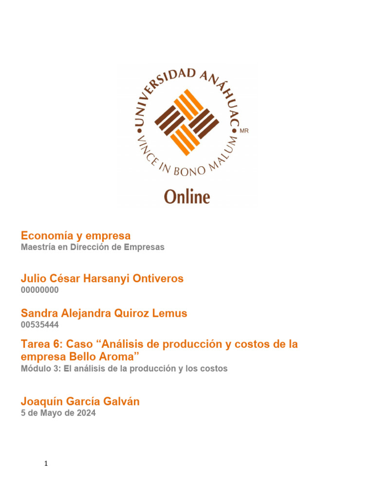 Tarea 6 Análisis de Caso Bello Aroma | PDF | Economias