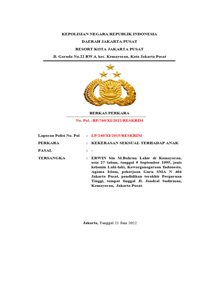 BAP Penyidikan - FIX | PDF