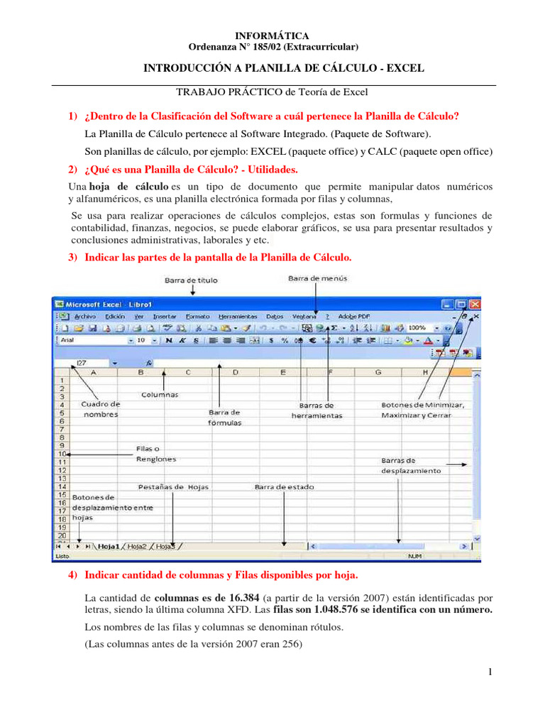 INTRODUCCION A EXCEL-TEORIA | PDF | Hoja de cálculo | Microsoft Excel