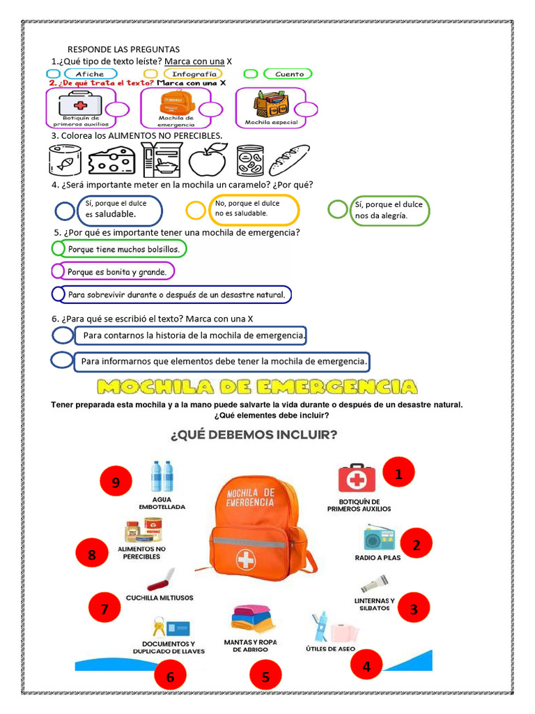 Dulces en la Mochila de Emergencia | PDF