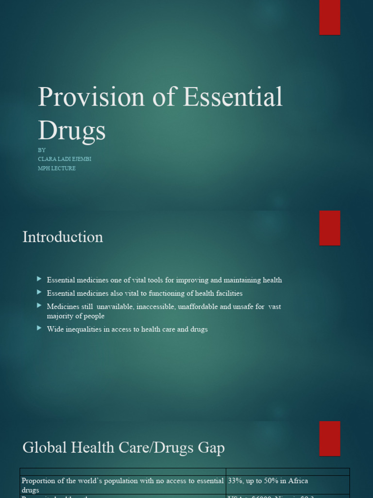 Provision of Essential Drugs | PDF | Social Policy | Health Sciences