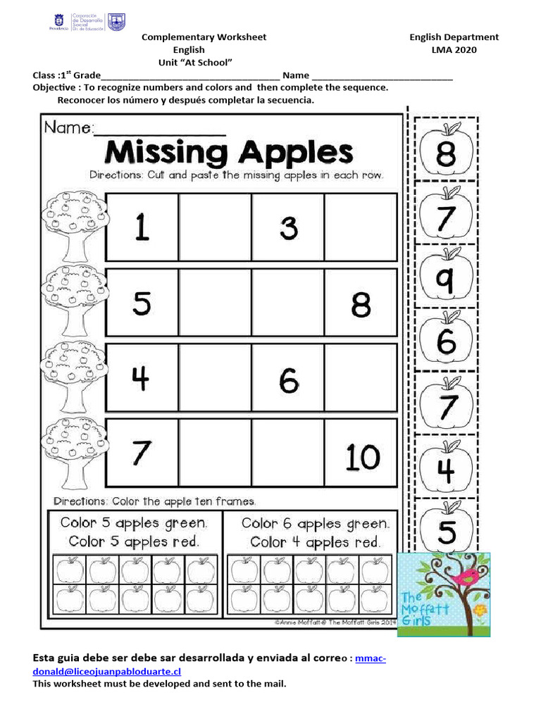 1st Grade Numbers and Colors Worksheet3 GUIA 1RO | PDF