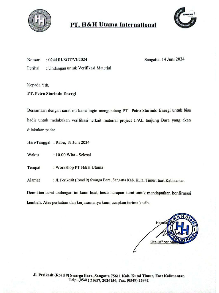 Material Verification Invitation | PDF